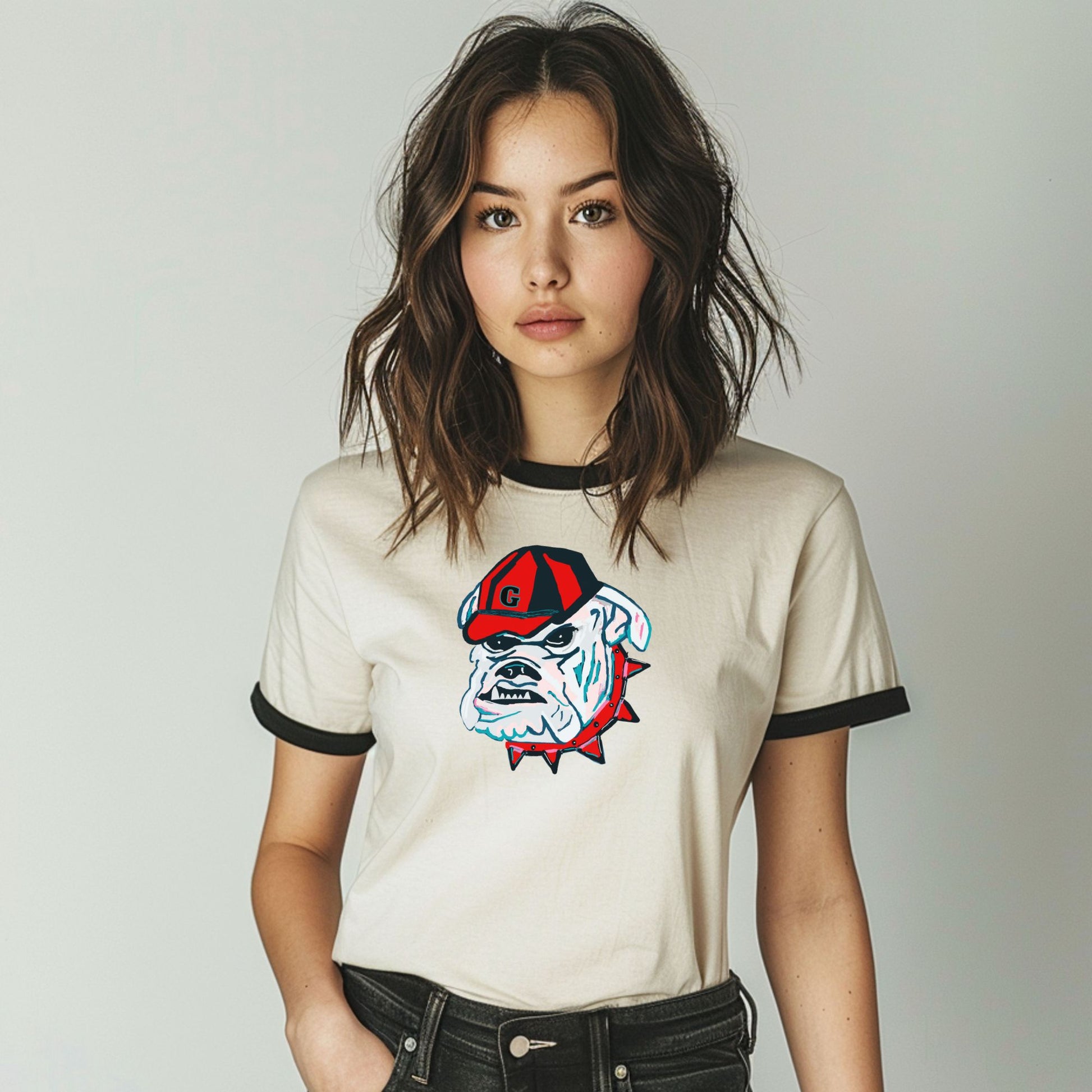 Bulldog Face Tee – Candice Rogers Art